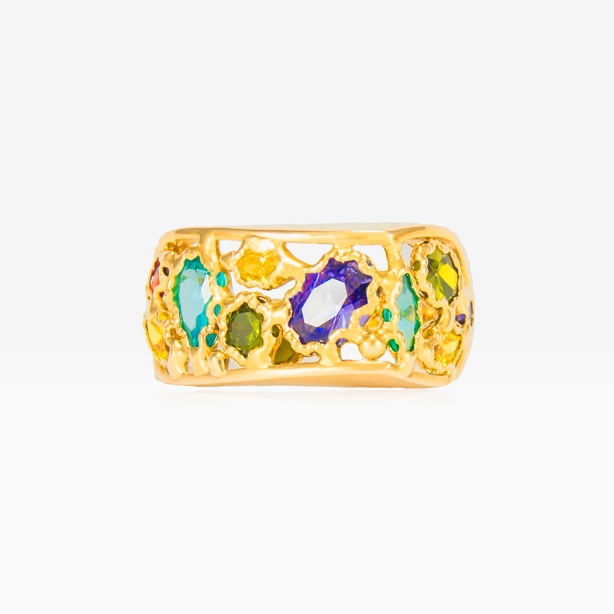 Baroque, women ring Mosaico in yellow gold - Monte Cristo